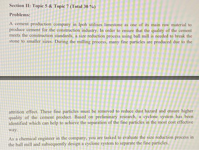Section II: Topic 5 & Topic 7 (Total 30%) Problems: A | Chegg.com