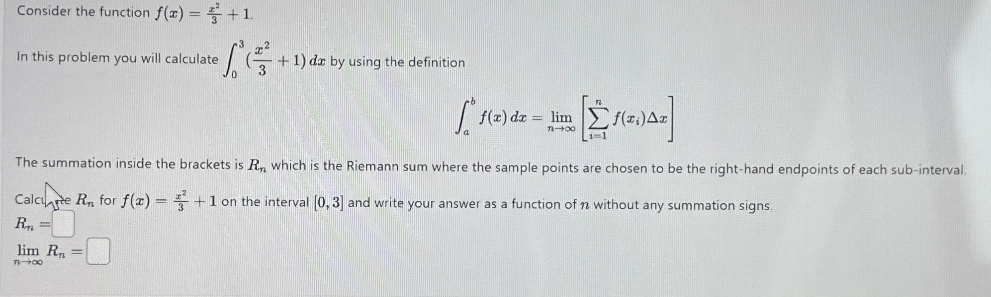 Solved Consider the function f(x)=x23+1.In this problem you | Chegg.com