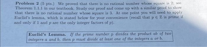 Solved Problem 2 (5 pts.) We proved that there is no | Chegg.com