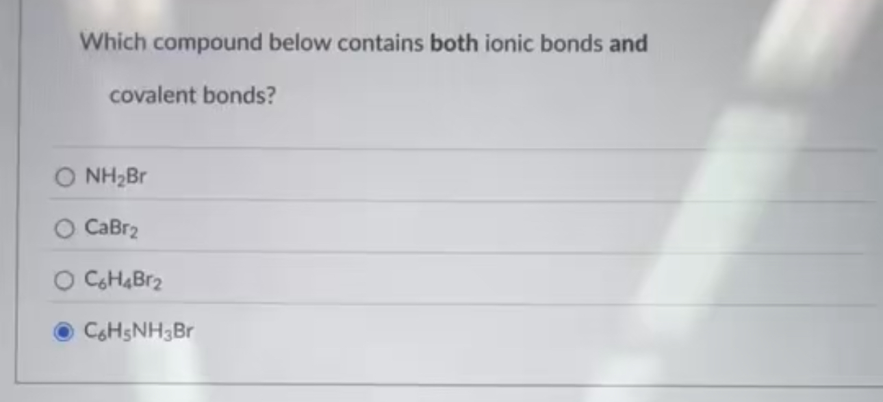 Solved Which compound below contains both ionic bonds | Chegg.com