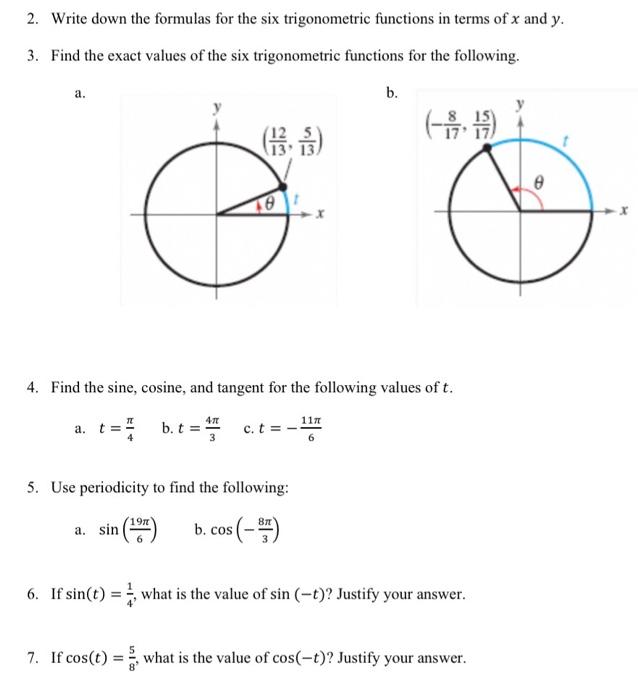 Solved 2. Write down the formulas for the six trigonometric | Chegg.com