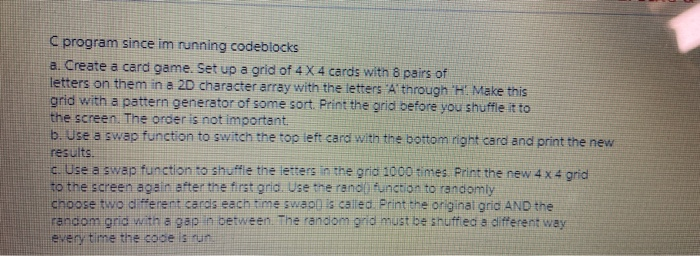 Solved C Program Since Im Running Codeblocks A Create A 1251