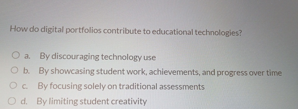 Solved How do digital portfolios contribute to educational | Chegg.com