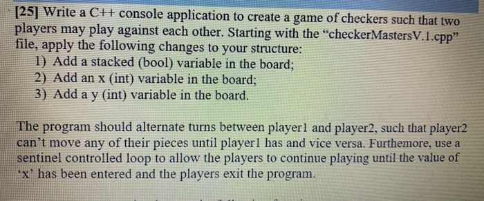 Solved C++ program to play checkers. program should include | Chegg.com