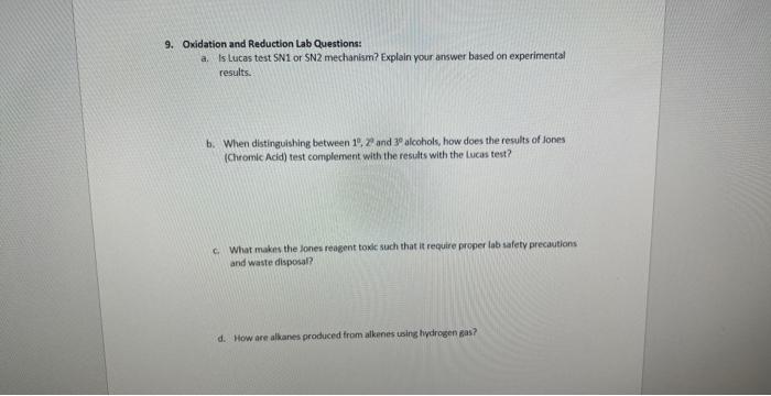 Solved 9. Oxidation and Reduction Lab Questions: a. Is Lucas | Chegg.com
