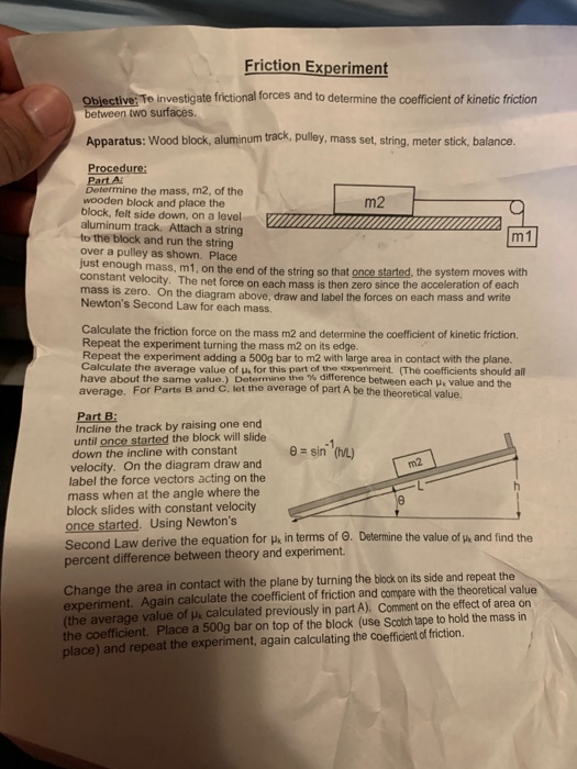 Solved Friction Experiment Obiective: To investigate | Chegg.com