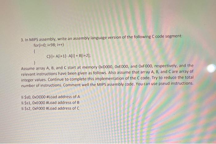 3. In MIPS assembly, write an assembly language | Chegg.com
