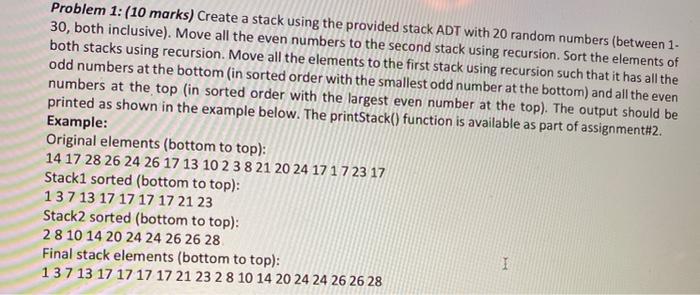 Solved Problem 1 10 Marks Create A Stack Using The Chegg