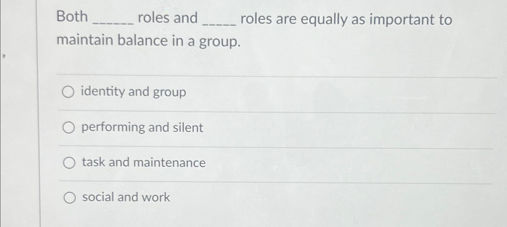 Solved Both roles and roles are equally as important to | Chegg.com