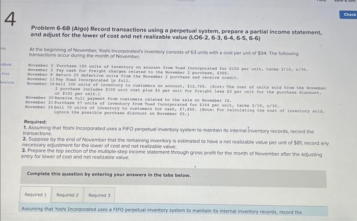 Solved Problem 6-6B (Algo) Record transactions using a | Chegg.com