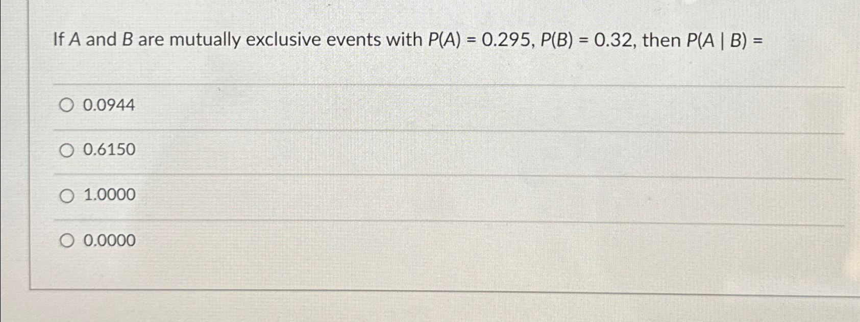 Solved If A and B ﻿are mutually exclusive events with | Chegg.com
