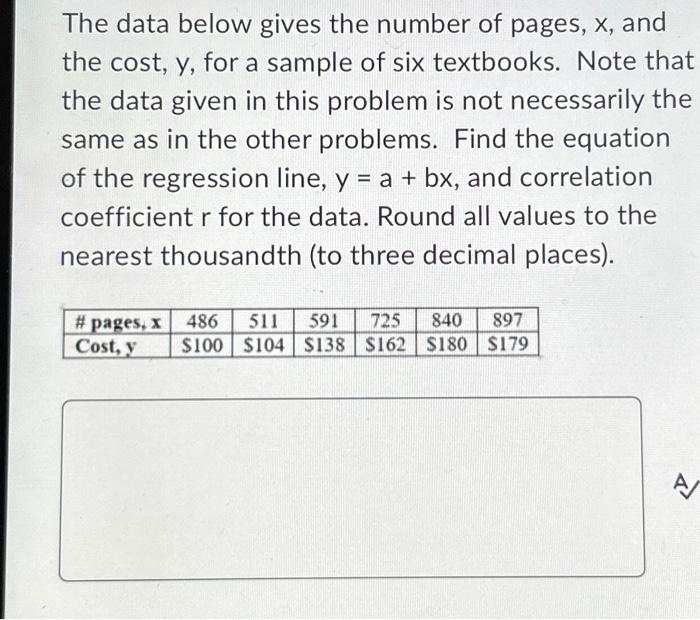 Solved The data below gives the number of pages, x, and the | Chegg.com