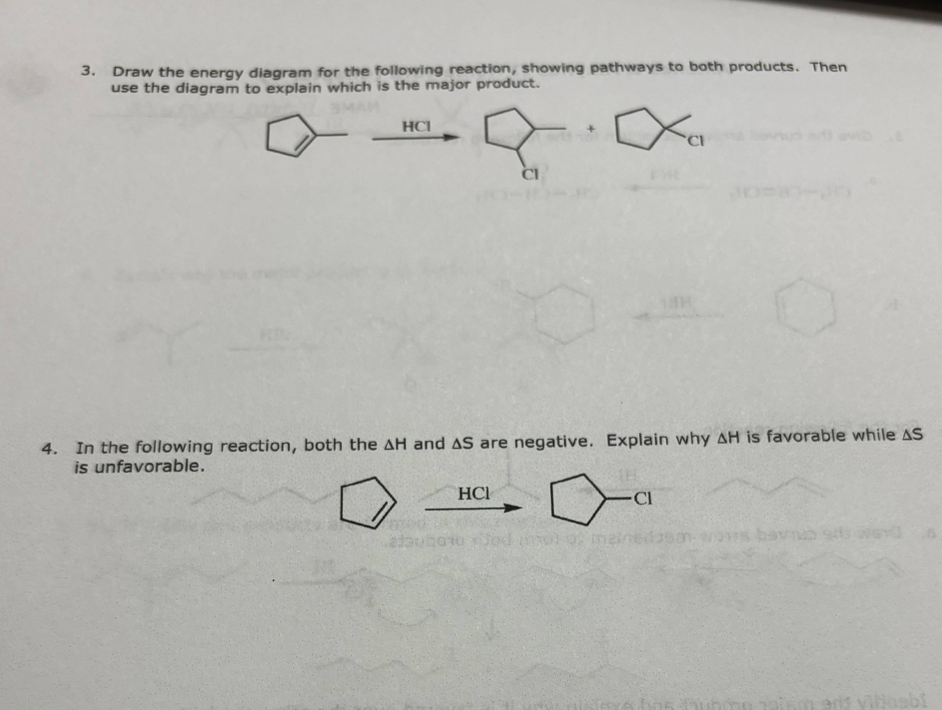 Solved Draw the energy diagram for the following reaction, | Chegg.com