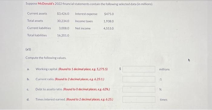 Solved Suppose McDonald's 2022 financial statements contain | Chegg.com Solved Suppose McDonald's 2022 financial statements contain | Chegg.com