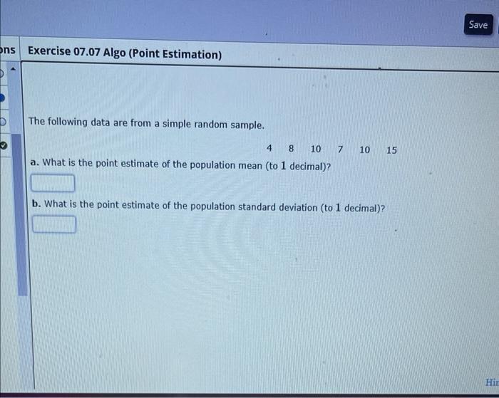 Solved The following data are from a simple random sample. | Chegg.com