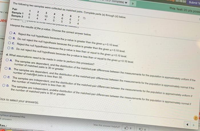 Solved complete 7.50 Submit This Test: 20 pts poss ne/stu 1 | Chegg.com