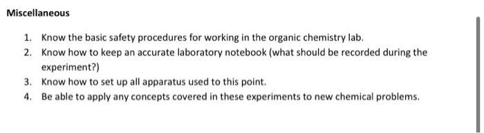 Solved Miscellaneous 1. Know the basic safety procedures for | Chegg.com