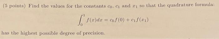 Solved (5 points) Find the values for the constants c0,c1 | Chegg.com