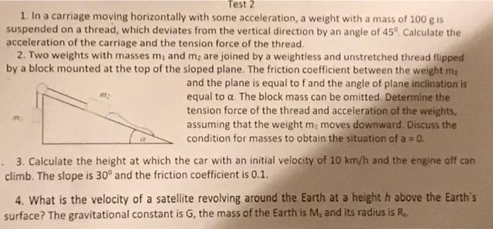 Solved 1. In a carriage moving horizontally with some | Chegg.com