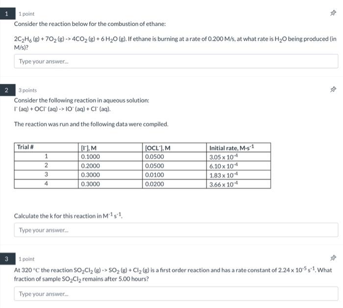 Solved 1 point Consider the reaction below for the | Chegg.com