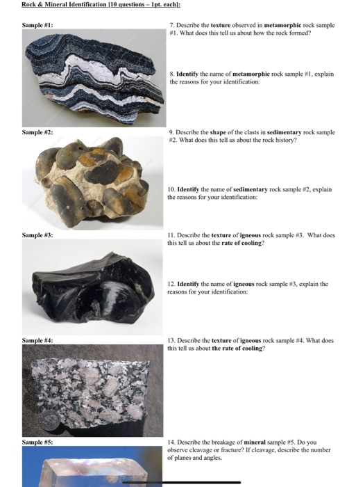 Solved Rock & Mineral Identification 10 questions - Ipt. | Chegg.com