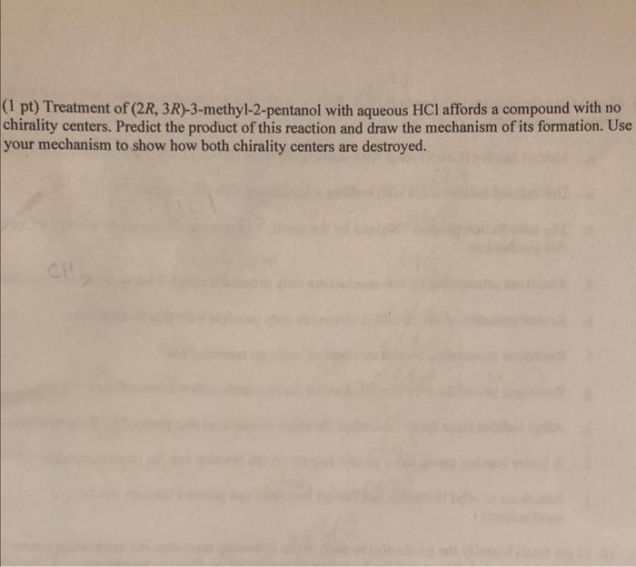 Solved (1 pt) Treatment of (2R,3R)−3-methyl-2-pentanol with | Chegg.com