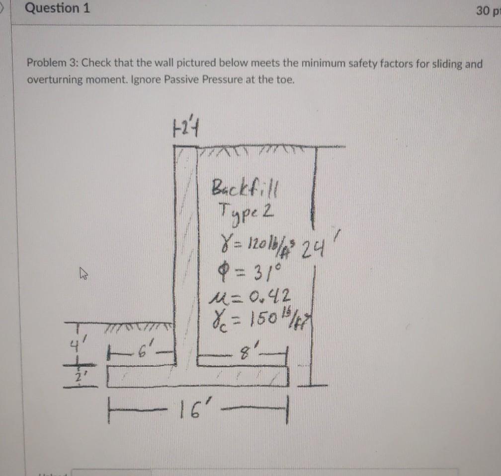 Solved Question 1 30 p Problem 3: Check that the wall | Chegg.com