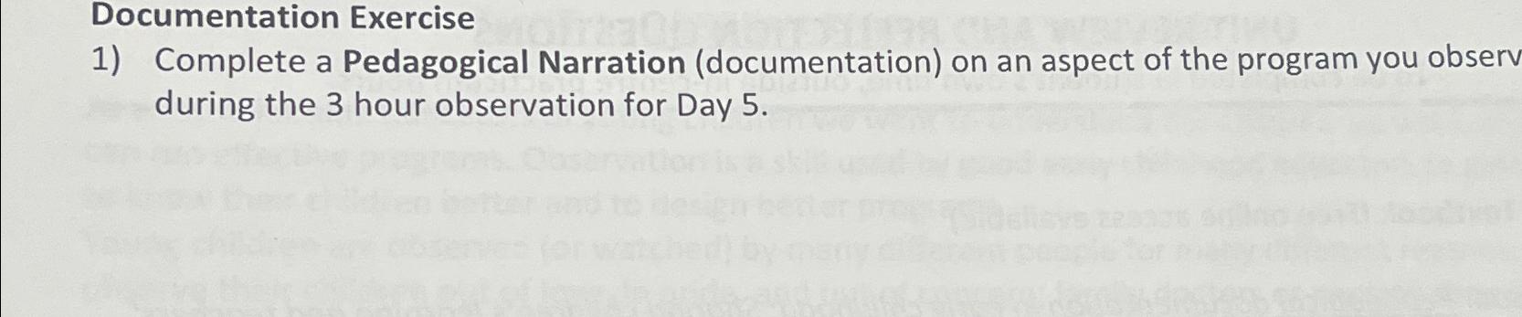 Solved Documentation ExerciseComplete a Pedagogical | Chegg.com