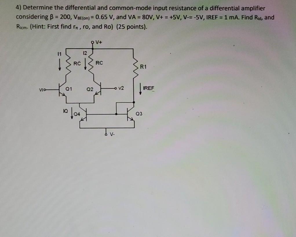 Solved 4) Determine the differential and common-mode input | Chegg.com