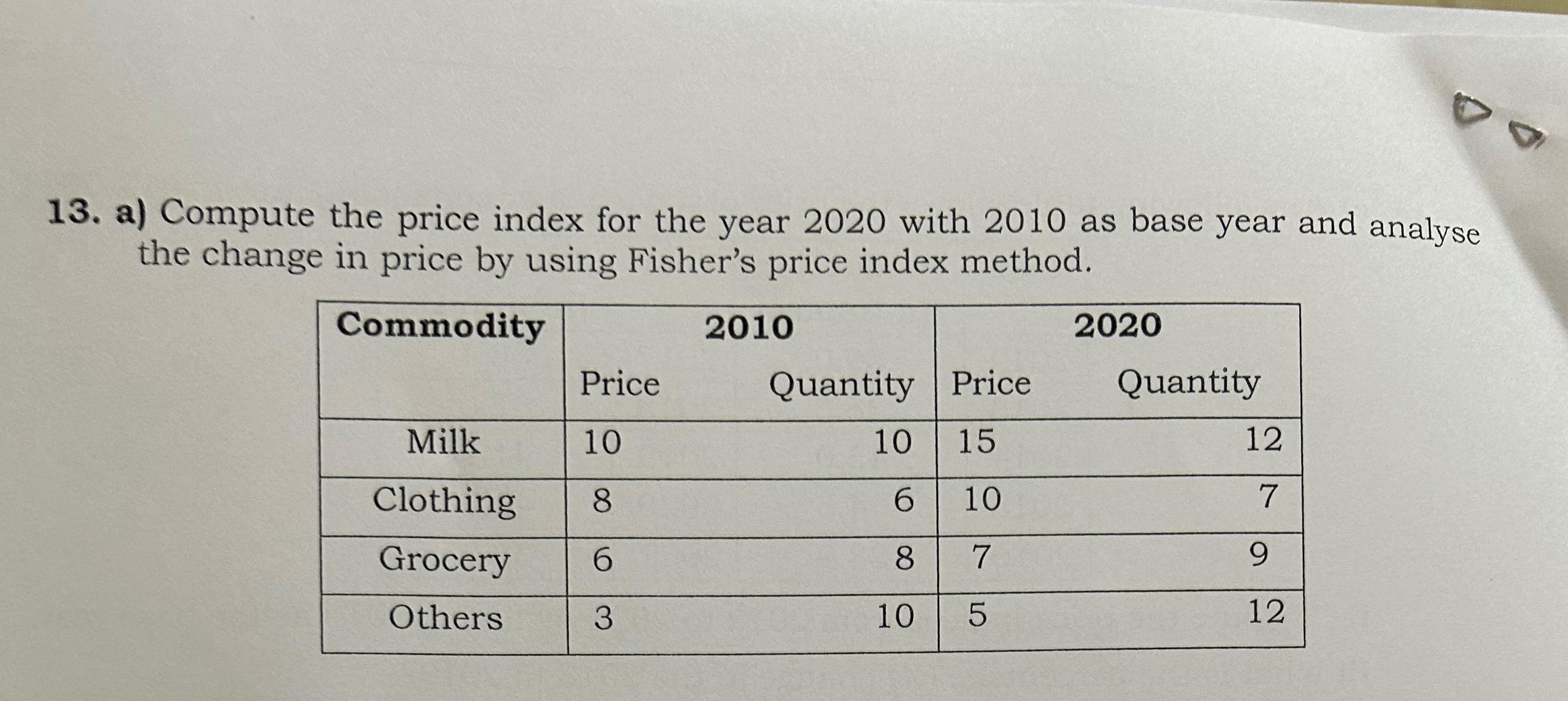 Solved a) ﻿Compute the price index for the year 2020 ﻿with | Chegg.com