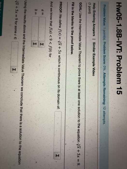Solved Hw05-1.8B-IVT: Problem 15 Problem Value: 1 point(s). | Chegg.com
