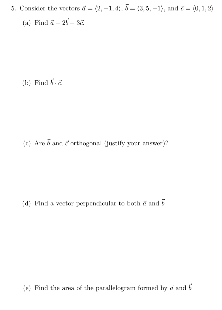 Solved Consider the vectors | Chegg.com