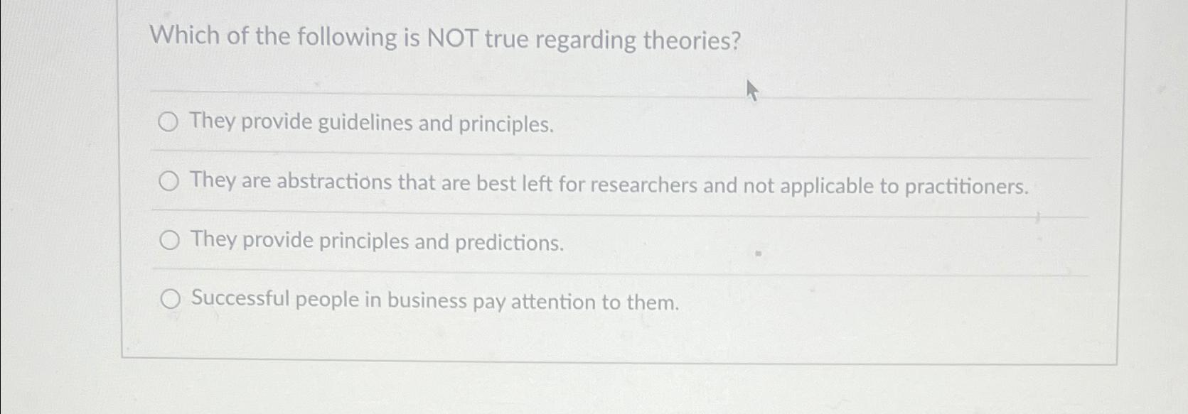 Solved Which of the following is NOT true regarding | Chegg.com