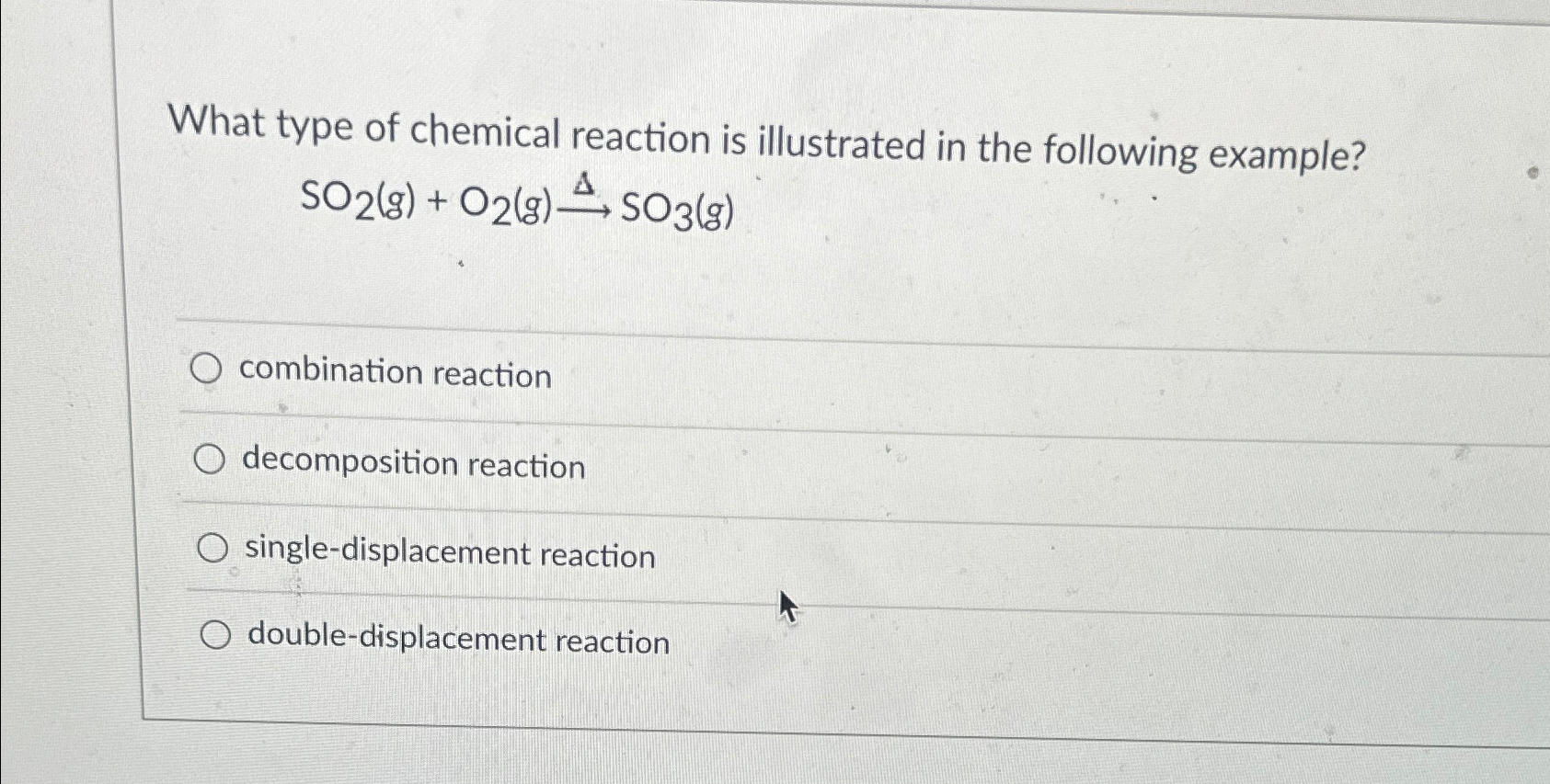 Solved What type of chemical reaction is illustrated in the | Chegg.com