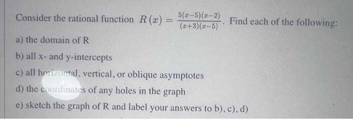Solved Consider the rational function | Chegg.com