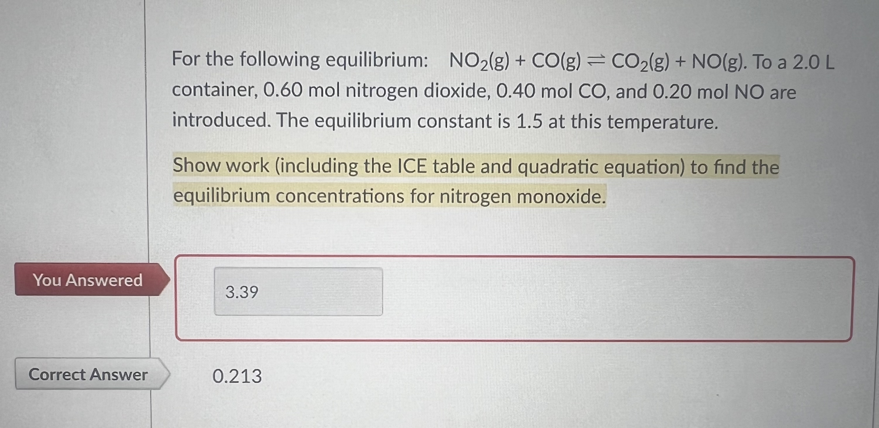 Solved For the following equilibrium: | Chegg.com