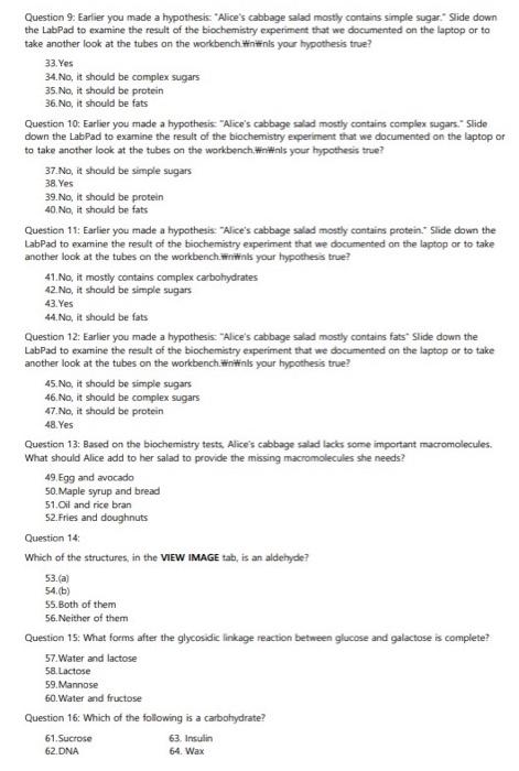 Solved Introduction to Food Macromolecules Question 1: | Chegg.com