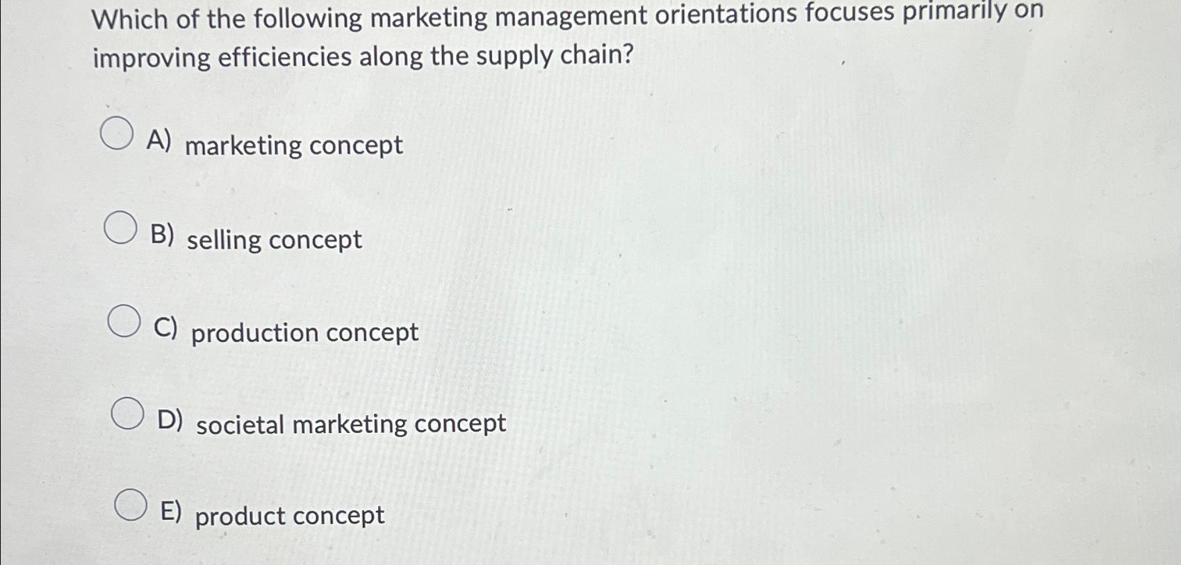 Solved Which of the following marketing management | Chegg.com