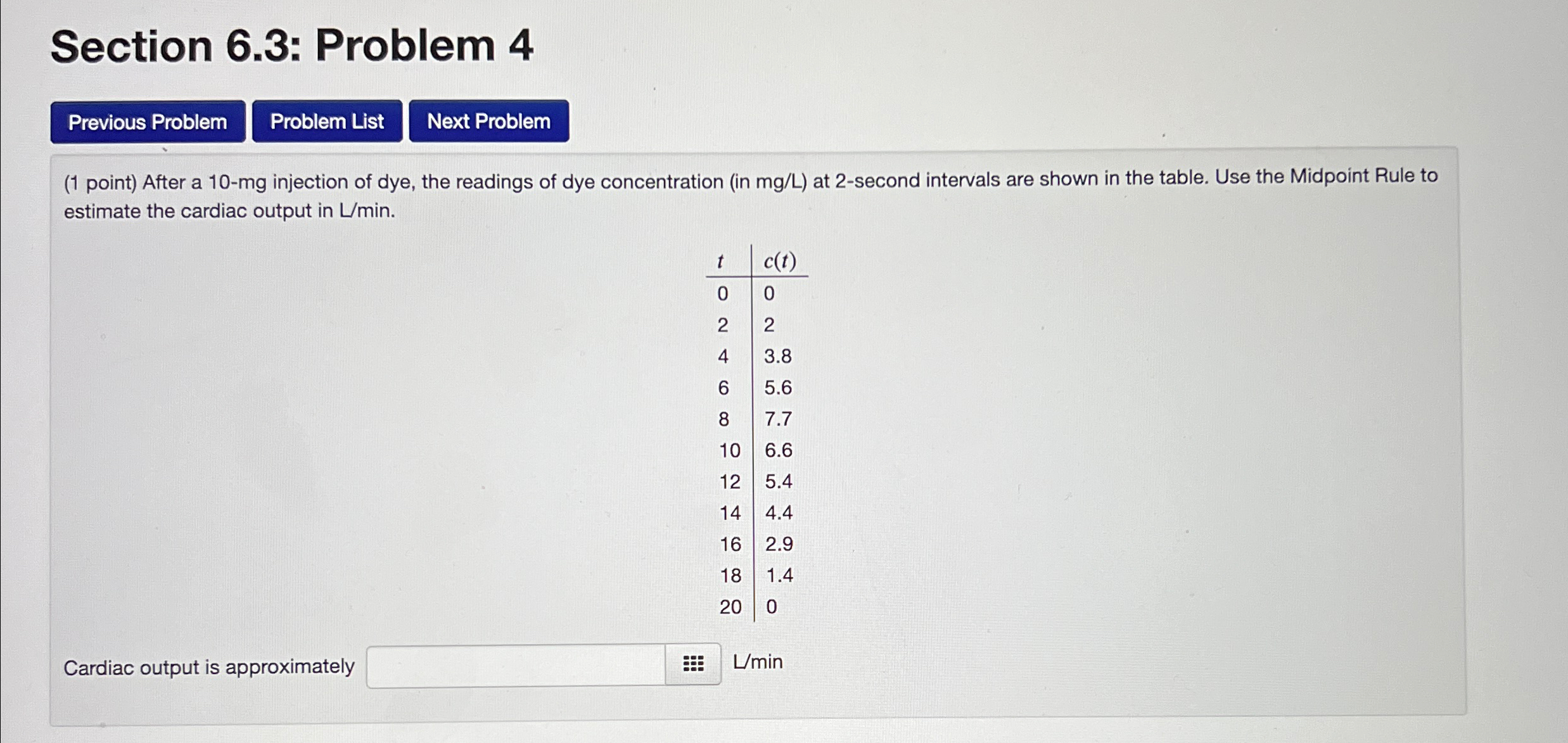 Solved Section 6.3: Problem 4(1 ﻿point) ﻿After a 10-mg | Chegg.com