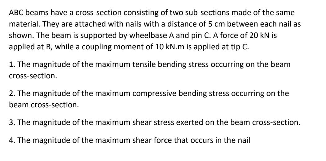 Solved ABC beams have a cross-section consisting of two | Chegg.com