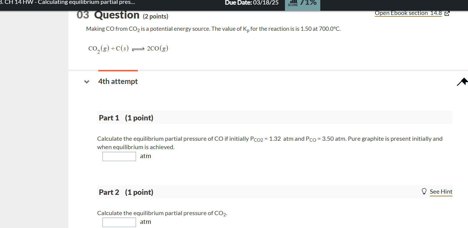 Making CO ﻿from CO2 is ﻿a potential energy source. | Chegg.com