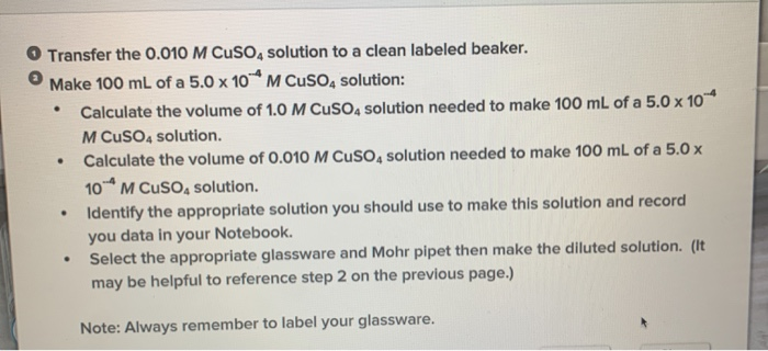 Solved Calculate the volume of 1.0 M CuSO4 stock solution | Chegg.com