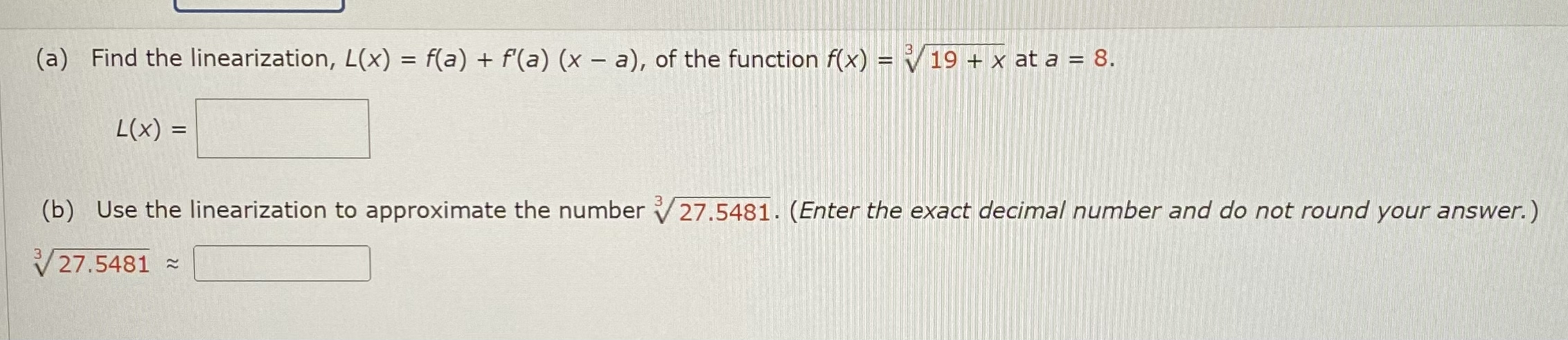 A ﻿find The Linearization L X F A F A X A
