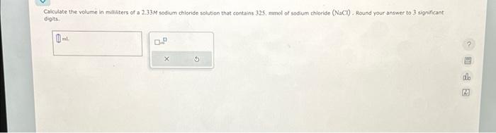 Solved Calculate the volume in mililiters of a 2.33M sodium | Chegg.com