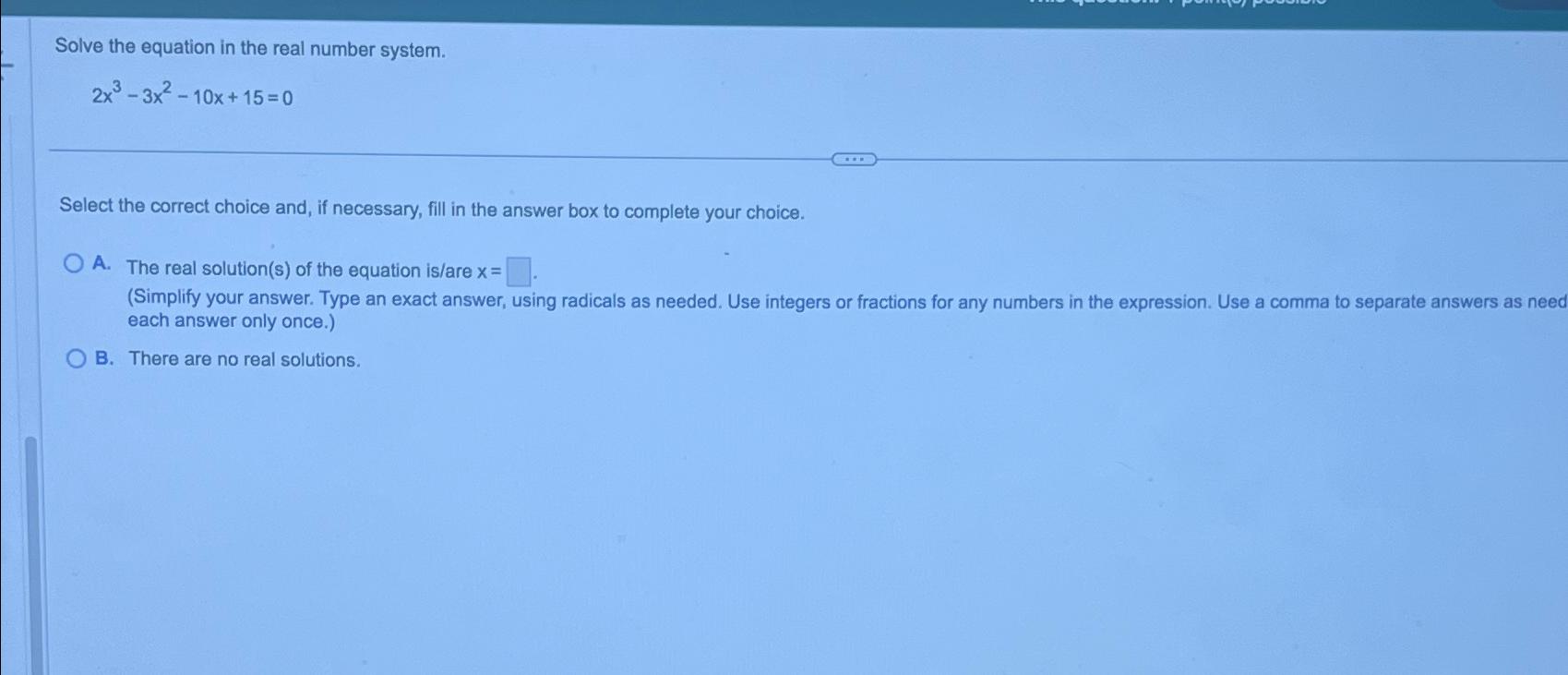 Solved Solve the equation in the real number | Chegg.com