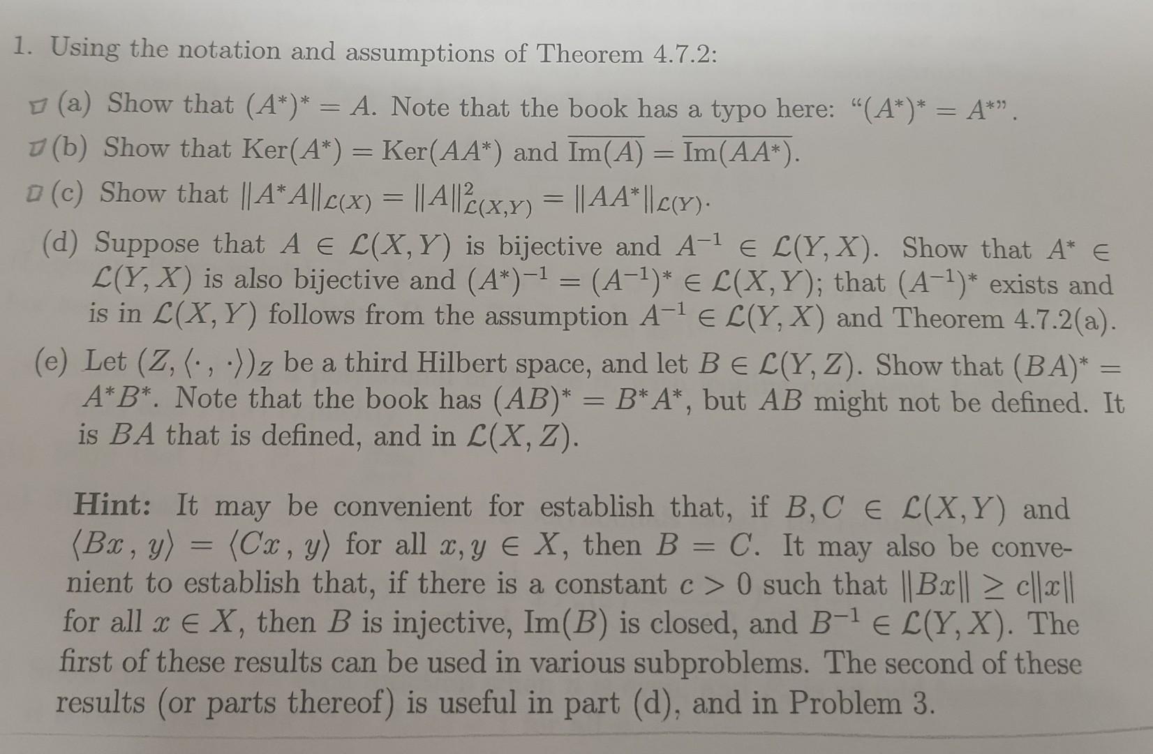 Solved 1. Using the notation and assumptions of Theorem | Chegg.com