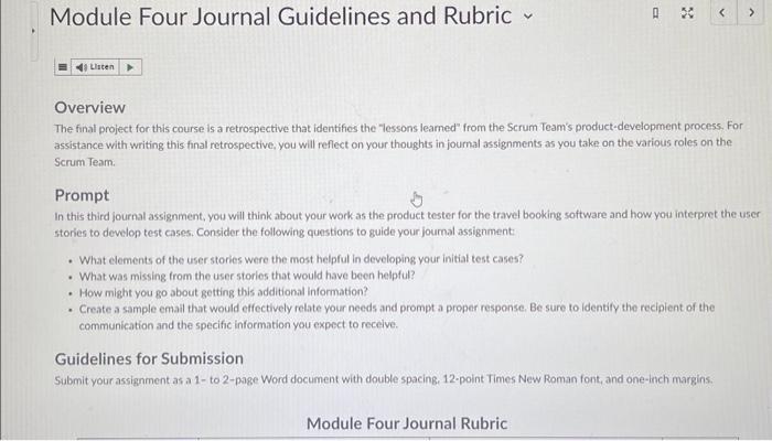 Solved Module Four Journal Guidelines and Rubric Overview | Chegg.com