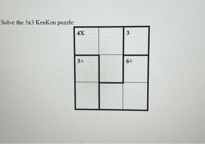 Solved Solve the 3×3 KenKen puzzle: | Chegg.com
