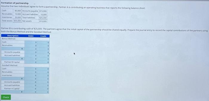 Formation of partnership Assume that two individuals | Chegg.com