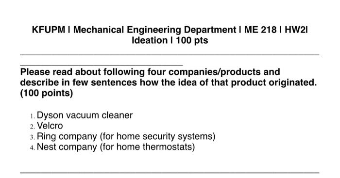 Solved KFUPM I Mechanical Engineering Department I ME 218 I | Chegg.com